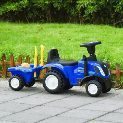 Aufsitztraktor mit anhanger fur kinder interaktives lenkrad gerausche blau