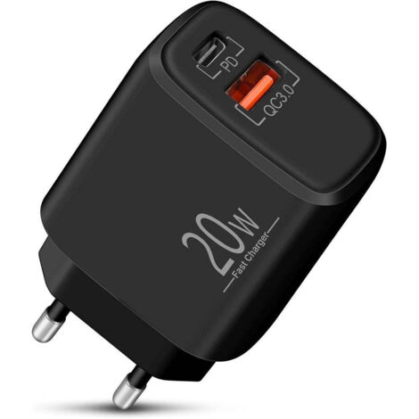 Sign fast charger usb usb c pd qc30 3a 20w - black