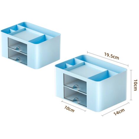 Desk organizer with drawers blue