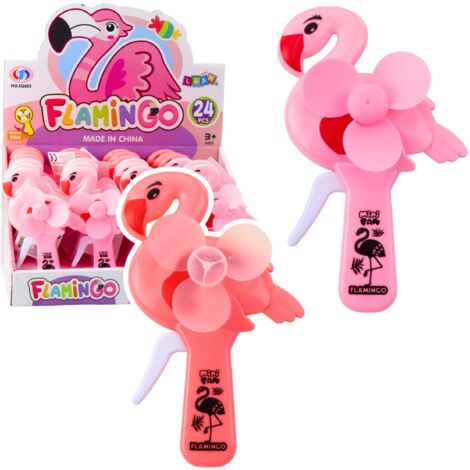 Handheld fan - pink flamingo design