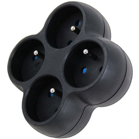4-Socket Electrical Splitter, Black, 3680W, Grounded