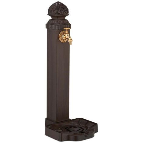 Antique garden column fountain with tap basin 77 cm