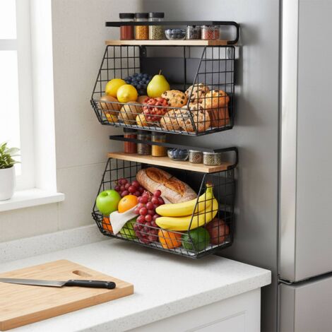 Magnetisches Wand-Obstkorb-Set mit Haken, 2-teilig