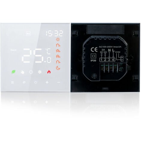 Thermostat intelligent Zoternen 3A, écran LCD numérique programmable, écran tactile, contrôleur ...