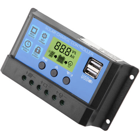 Contrôleur de charge pour panneau solaire Zoternen, double USB PWM, 12 V, 24 V, écran LCD, 30 A ...