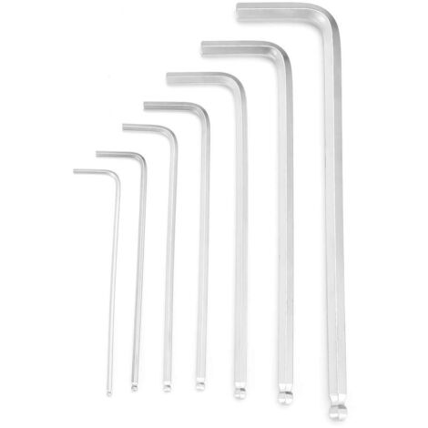 Jeu de 7 clés Allen à tête sphérique allongée, clé en L, kit de ...