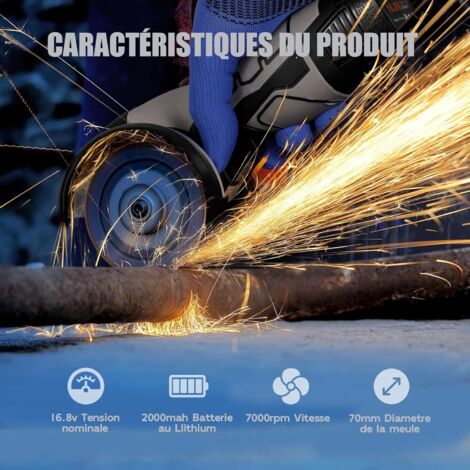 Zoternen Mini Meuleuse Sans Fil, 76MM Mini Disqueuse Sans Fil, Meuleuse ...