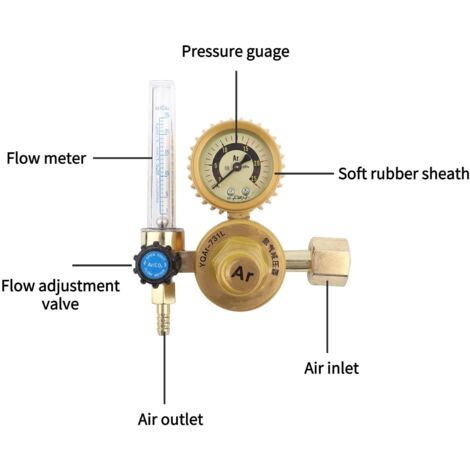 Régulateur de Débitmètre Argon CO2 Mig Tig, Manomètre 025MPa, Réducteur ...