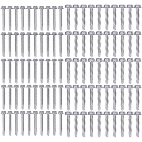 Assortiment de 100 Vis Autotaraudeuses Vis Autoperceuses Hexagonales en Acier Inoxydable 4 ...