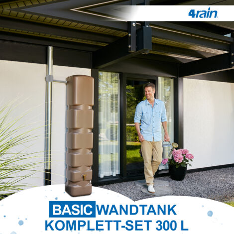 4rain BASIC Wandtank Komplett-Set 300 L, taupe