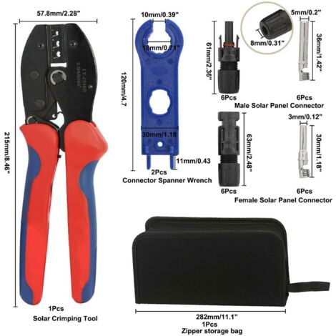 Sollbry Outils solaires, outils de sertissage solaires pour câble PV de panneau solaire 2,5/4,0/ ...