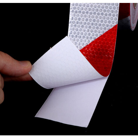 Sollbry Bande Reflechissante Autocollante Rouge et Blanc, 25M5CM Ruban ...