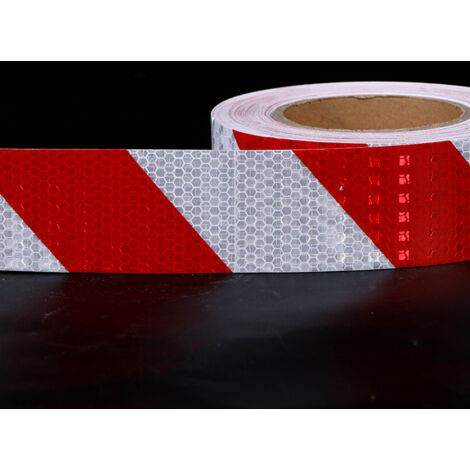 Sollbry Bande Reflechissante Autocollante Rouge et Blanc, 25M5CM Ruban ...