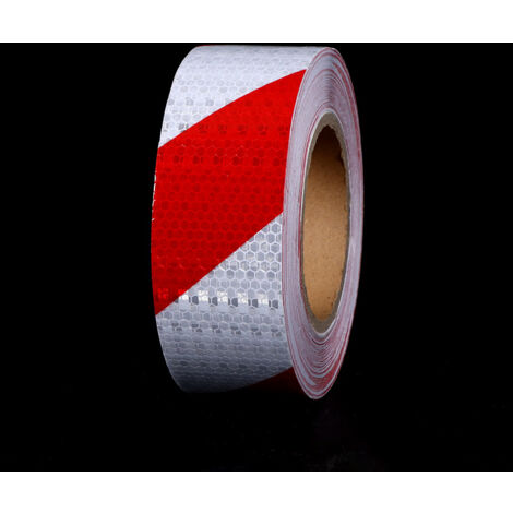 Sollbry Bande Reflechissante Autocollante Rouge et Blanc, 25M5CM Ruban ...