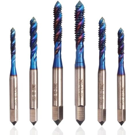 Sollbry 6 Pièces Tarauds à Vis Cannelés Spirale en HSS, Tarauds à Goujure Hélicoïdale Outil de ...