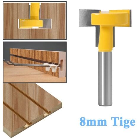 Sollbry 8mm T-Track Fraise à Rainurer, Fraise pour Toupie Routeur Bits à Rainure en T Forme ...