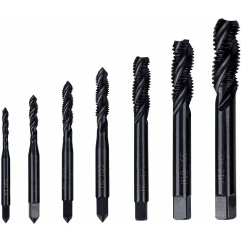 Sollbry 7PCS Tarauds à Filetage Hélicoïdal en Nitrure M3 M4 M5 M6 M8 M10 M12 Tarauds à Vis ...