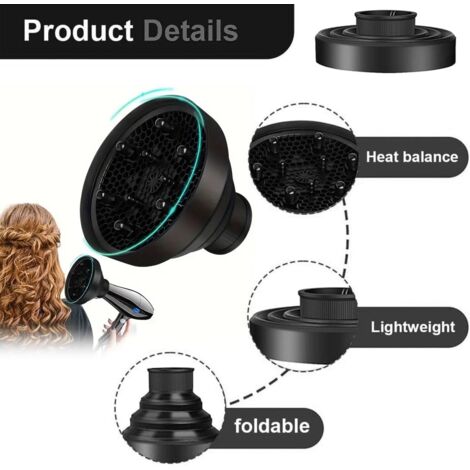 Sollbry Diffuseur Cheveux Pliable,Diffuseur Cheveux Universel,Diffuseur ...
