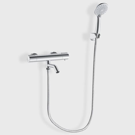 AICA Bathroom Thermostatic Exposed Bar Shower Mixer Set Chrome 1/2 ...