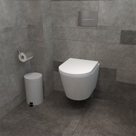 AICA Bathroom Rimless Wall Hung Toilet Pan Soft Close Seat Modern Round WC