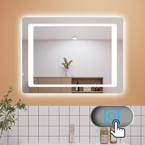 800x600 LED Bathroom Mirror with Demister Pad Touch Sensor Wall Mounted ...