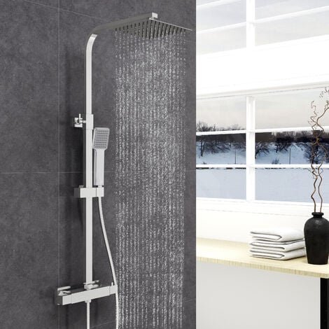 AICA Bathroom Thermostatic Shower Mixer Square Chrome Cool Touch ...