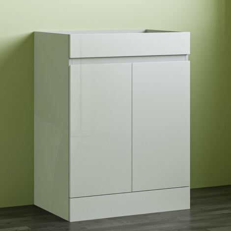 Freestanding Bathroom Vanity Unit without Basin Flat Pack - Gloss White ...