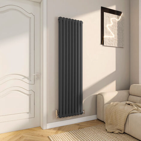 AICA Curved Vertica Double Column Oval Radiator 1800x504mm - Anthracite