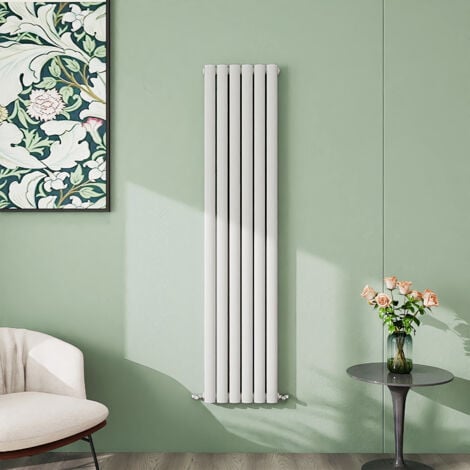 AICA 1600x354mm White Vertical Designer Radiator Single Oval Column ...