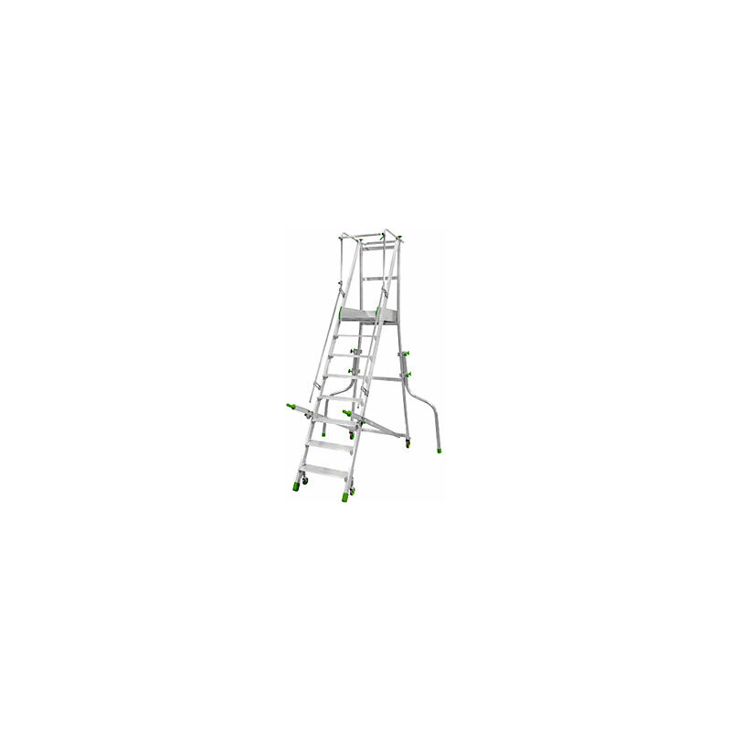 Escalera de aluminio móvil con tarima plegable con peldaños