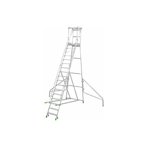 Escalera de aluminio móvil con tarima plegable con peldaños