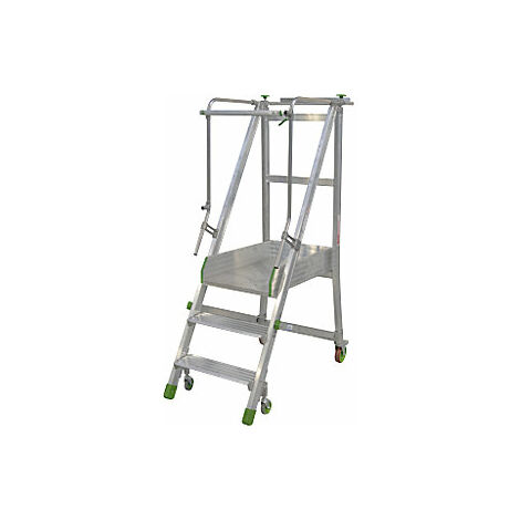 Escalera de aluminio móvil con tarima plegable con peldaños