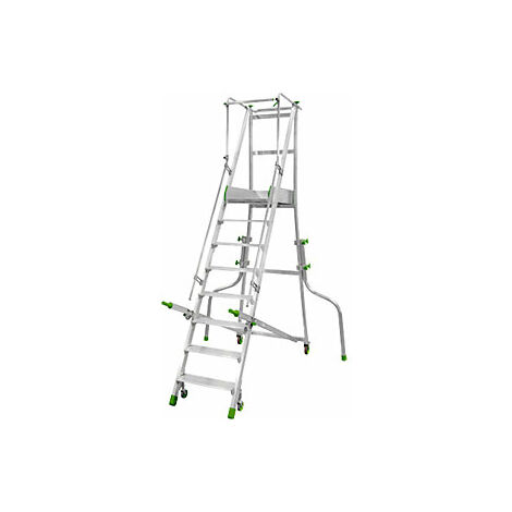 Escalera de aluminio móvil con tarima plegable con peldaños