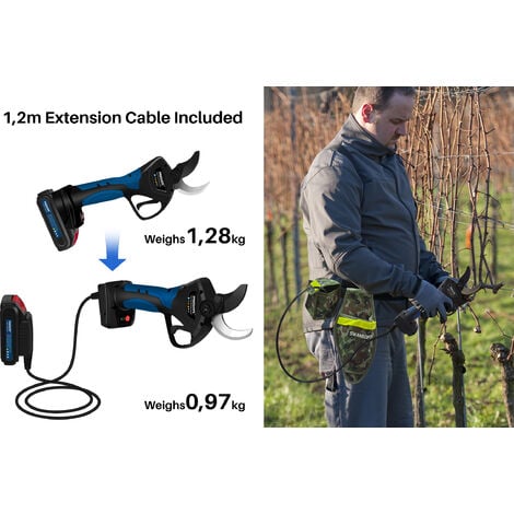 SWANSOFT 8605 Secateur electrique sans fil avec câble d'extension, 40 ...