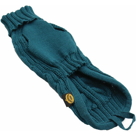 Fashion Dog Hunde-Strickpullover mit Zopfmuster - Petrol - 55 cm