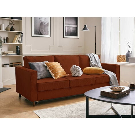 Jake - 3-sitzer sofa – mit schlaffunktion – aus cord - rostfarben