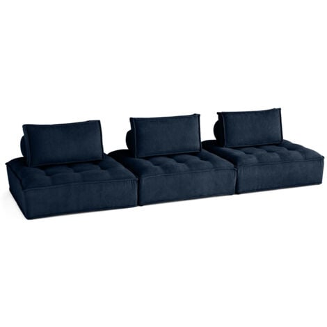 Marisol - 3-stizer - modulares, gerades sofa - strukturierter samt - blau
