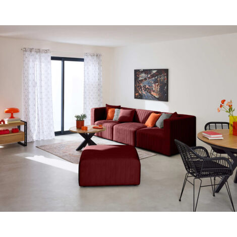Nova - 3-sitzer modulares sofa - aus samt - rot