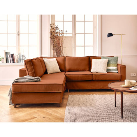 Jake - sofa mit abnehmbarer bezug linke ecke 5-sitzer stoff - rostfarben