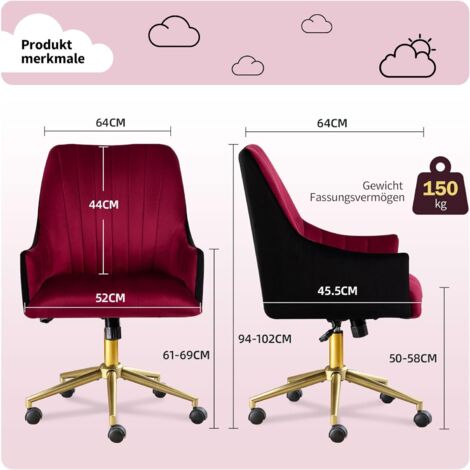 Chefsessel Bürostuhl Schreibtischstuhl Stuhl Drehstuhl Computerstuhl Drehstuhl Samt Bürosessel ...