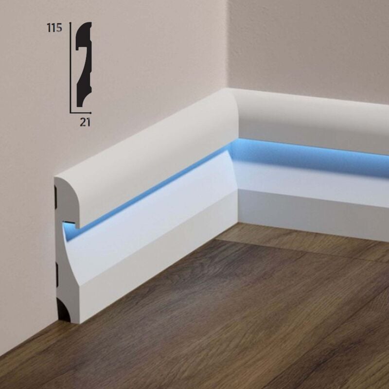 Battiscopa BC incasso LED in POLIMERI FeelingWood-HD 115x21mm - BIANCO ...