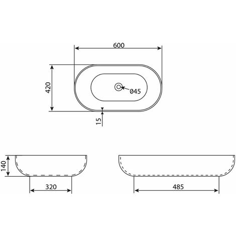 Sapho Waschtische und Waschbecken - Aufsatzwaschtisch 61x42x14 cm, weiß ...