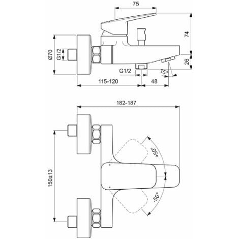 Ideal Standard CeraPlan - Badewannenarmatur, schwarz BD256XG
