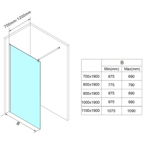 Aqualine Walk-In - Duschabtrennung 90x190 cm, Klarglas WI091