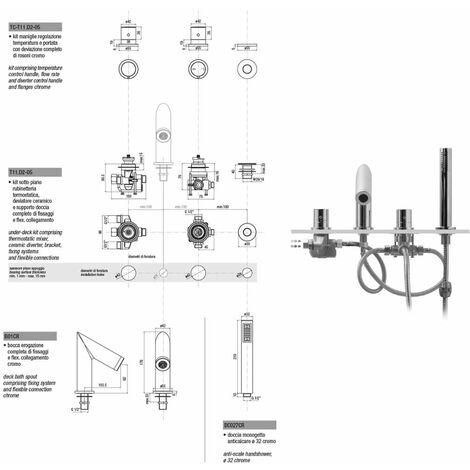 Sapho Wasserarmaturen - Thermostatarmatur, Wannenrandarmatur, 4-Loch ...