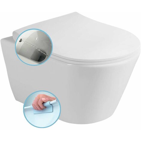 Sapho Avva - Wand-WC mit Bidetbrause, Rimless, weiß 100312