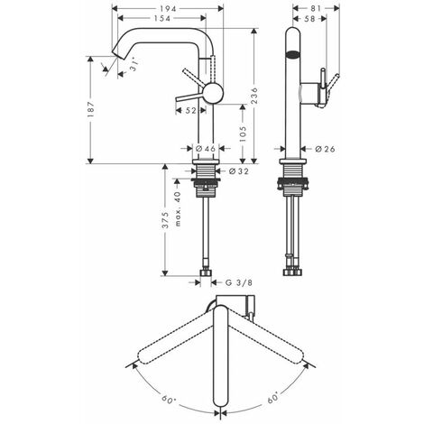 Hansgrohe Tecturis S - Waschtischarmatur mit Push-Open-Ablaufgarnitur ...