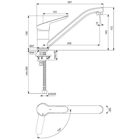 Ideal Standard CeraFlex - Spültisch Einhebelmischer, BlueStart chrom ...