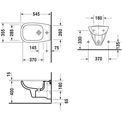Duravit D-Code - Wand-Bidet, Alpinweiß 22571500002