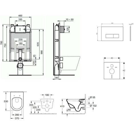 Ideal Standard ProSys - Set - Vorwandelement, Klosett und WC-Sitz ...